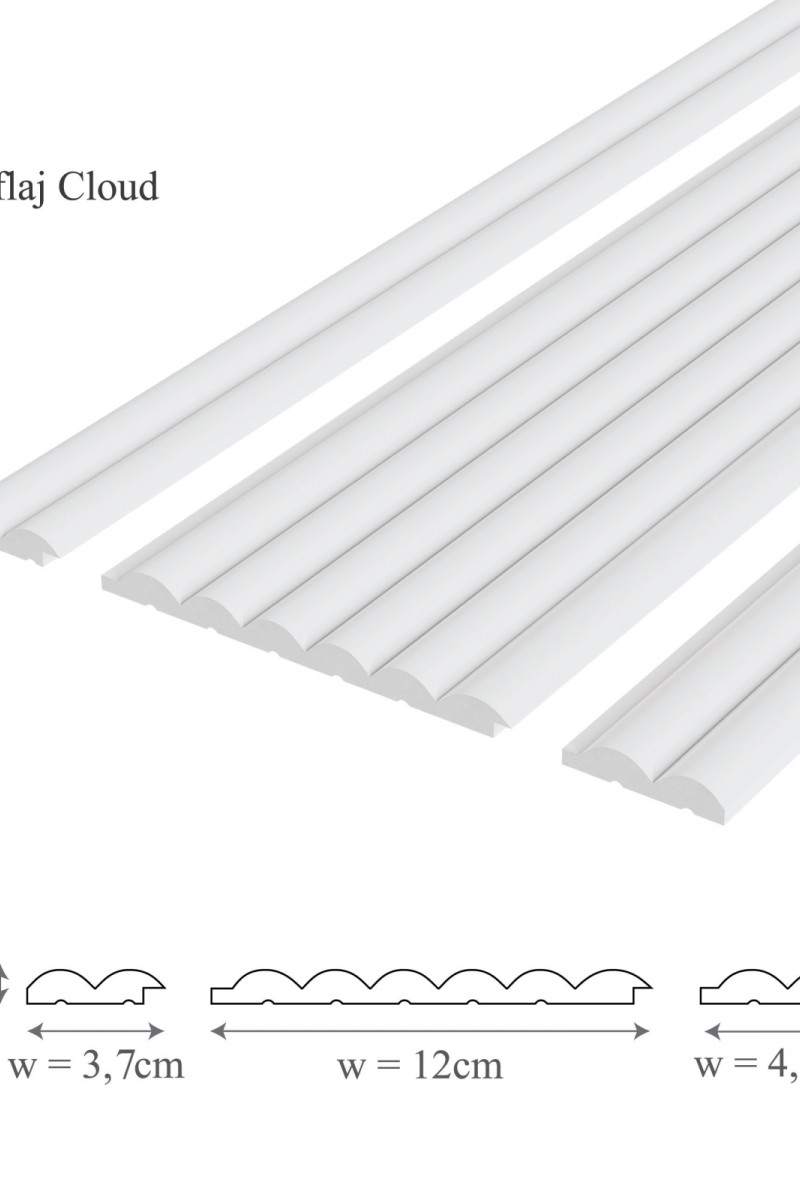 Panou riflaj decorativ 3D din polimer rigid, model Cloud - 12x1.2x250 cm